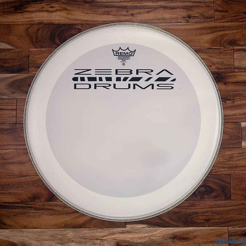 ZEBRA DRUMS 22" REMO P3 SMOOTH WHITE BASS DRUM LOGO HEAD | Reverb