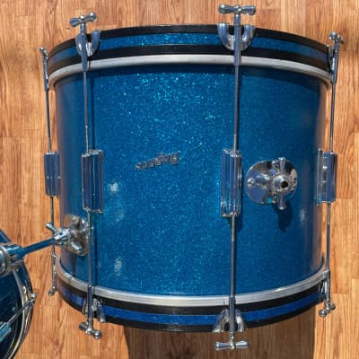 1960s Rogers Tower Delta Drum Set Sparkling Blue Pearl | Reverb