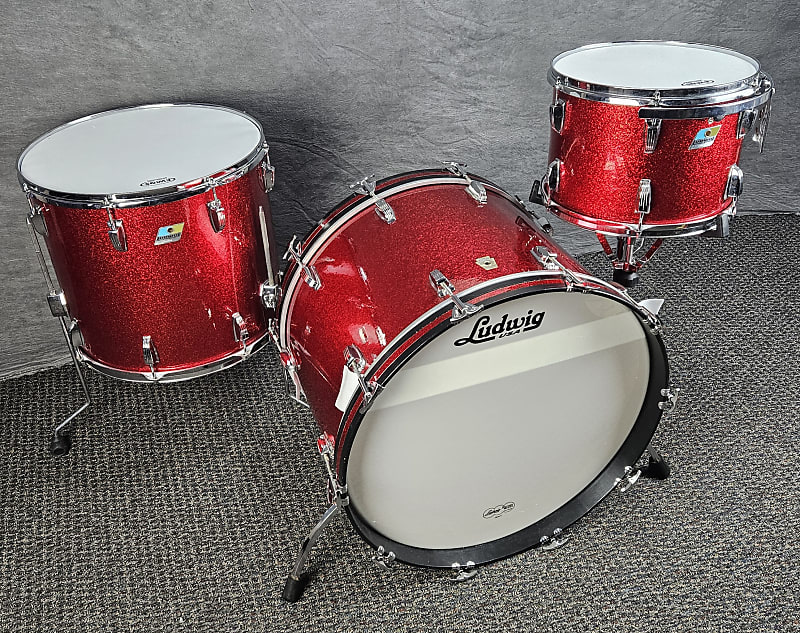 Ludwig 3 Piece Red Sparkle Shell Kit 14-18-24 1970s-1980s - | Reverb