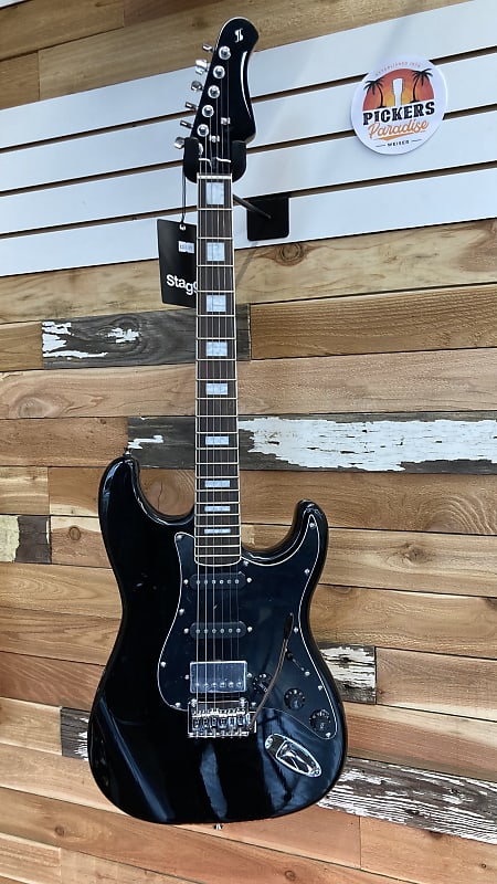 Stagg SES-60 BLK HSS Super Strat style electric guitar 2021 | Reverb
