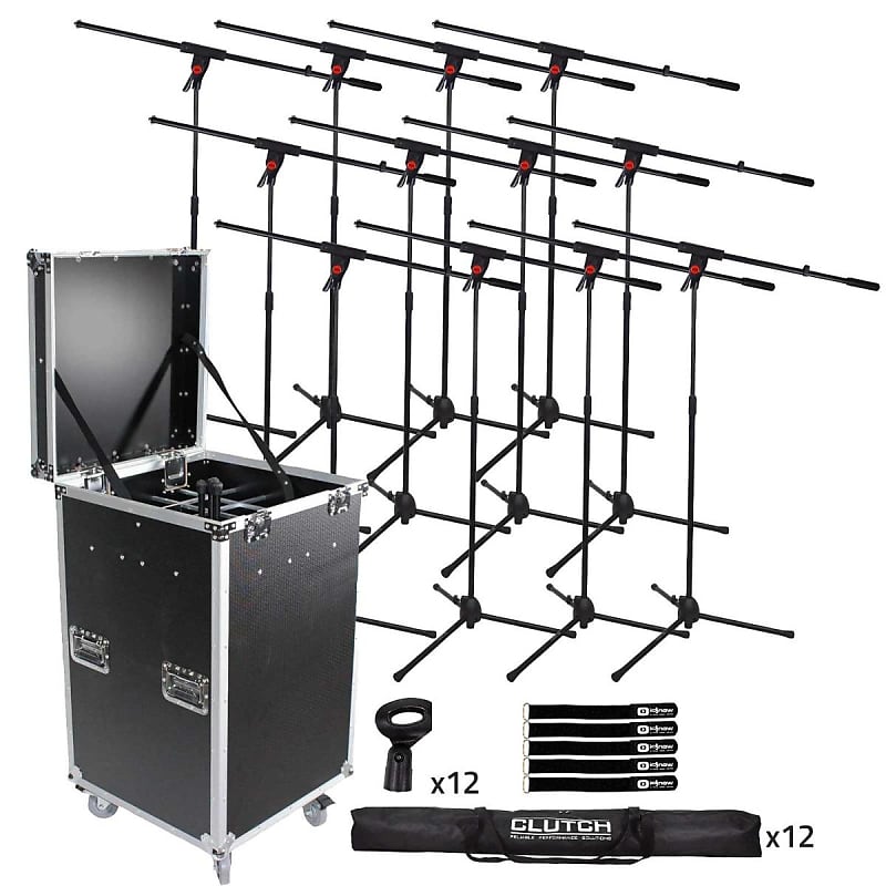 ProX XS-MIC25STN Microphone Stand Road Travel Case w Casters | Reverb