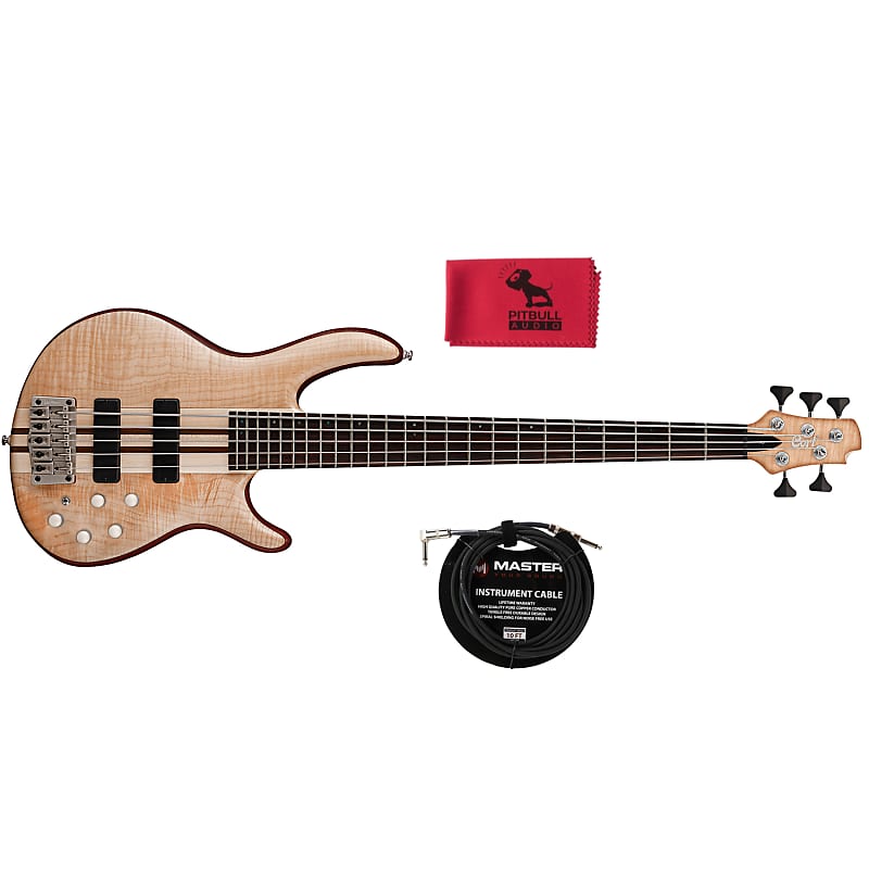 Cort A5 Plus FMMH 5-String Bass, Panga Panga, Open Pore | Reverb