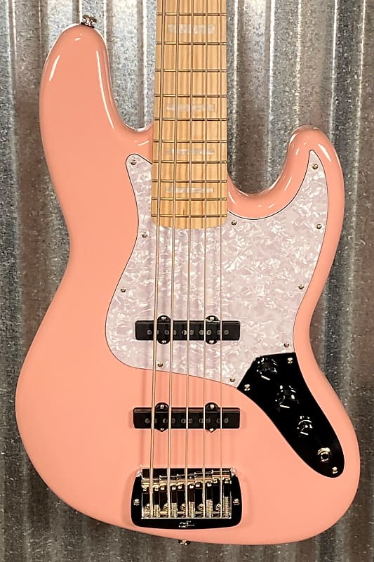 G&L USA JB5 Shell Pink 5 String Bass JB-5 & Case #7408 | Reverb