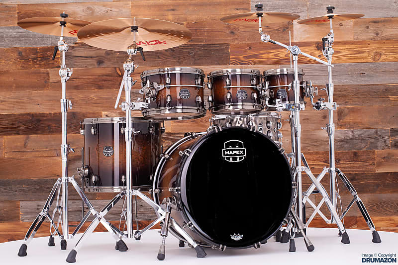 MAPEX SATURN EVOLUTION MAPLE / WALNUT 5 PIECE DRUM KIT, | Reverb