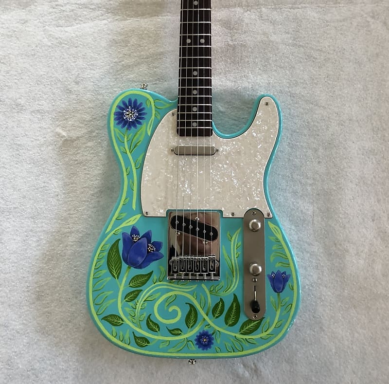 Custom Hand-Painted Hybrid Telecaster 2021 - Tiffany Blue | Reverb