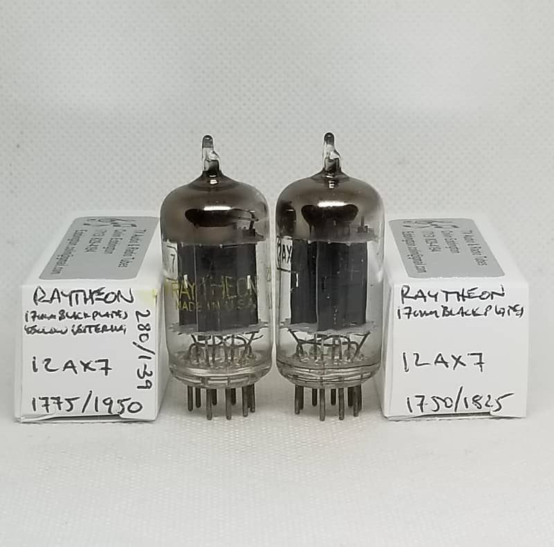 Raytheon 12AX7 Long Black Plate Matched Pair NOS ECC83 12AX7A | Reverb