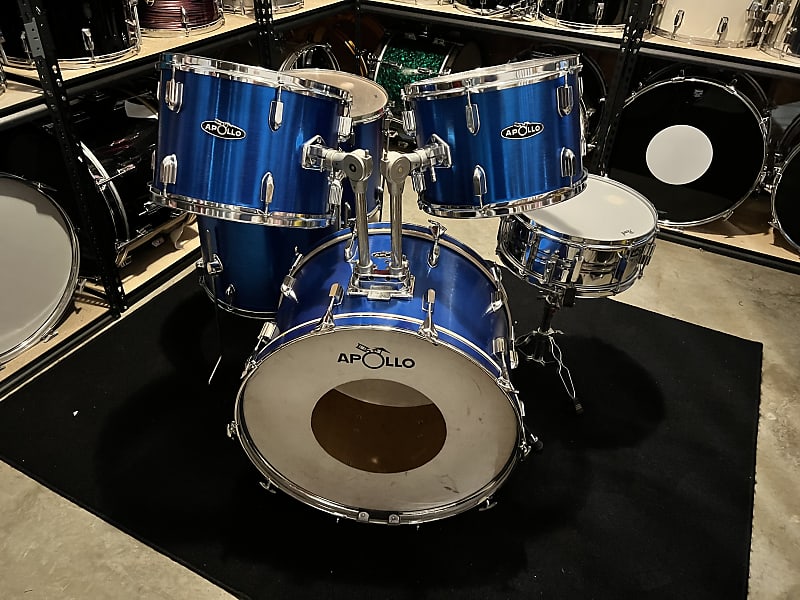 Apollo MiJ 1970s Blue Satin/Brushed Metal Drum Set | Reverb