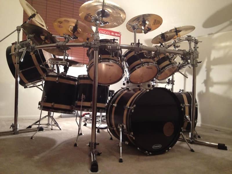 Pearl Custom 1982-1990 - Black & Wood Stripe | Reverb