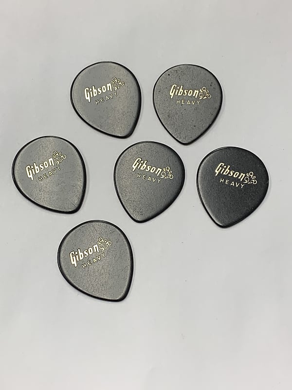 Six (6) Gibson Guitar Picks Vintage USA Case Candy 1960's | Reverb