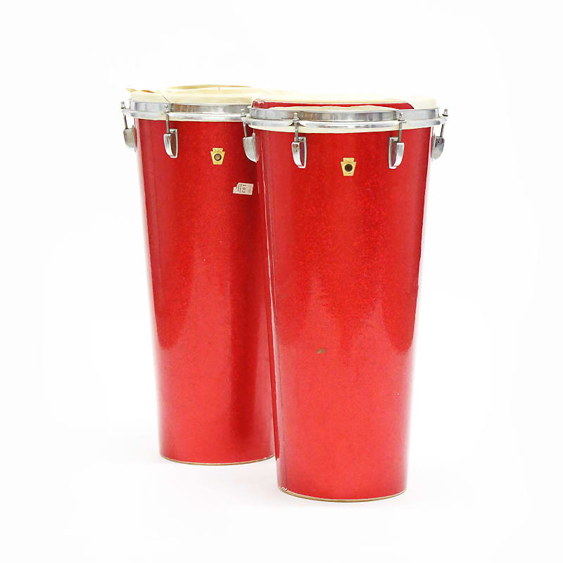 1967 Ludwig Conga Set Red Sparkle Matching 12” & 13” Vintage | Reverb