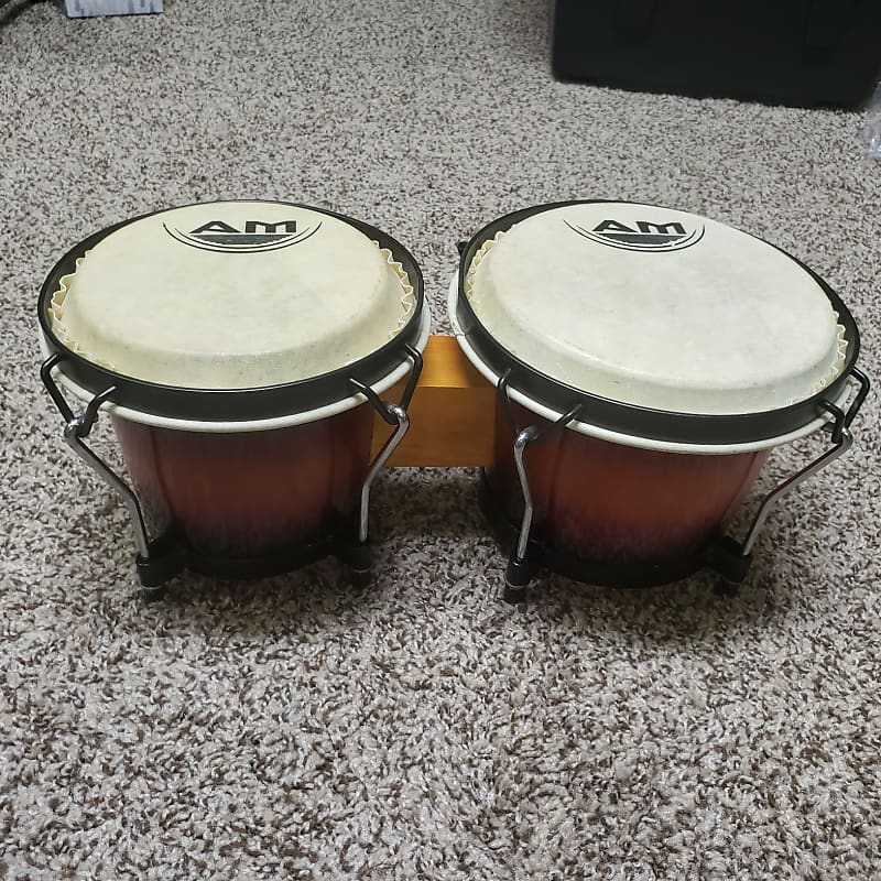 AM 7" & 8" Bongos Sunburst Wood Hand Drums | Reverb
