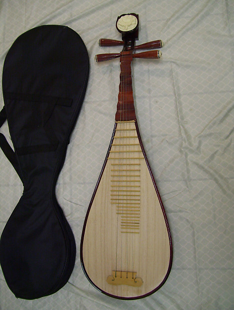 Chinese 4 string instrument: Pipa with case and finger nails | Reverb