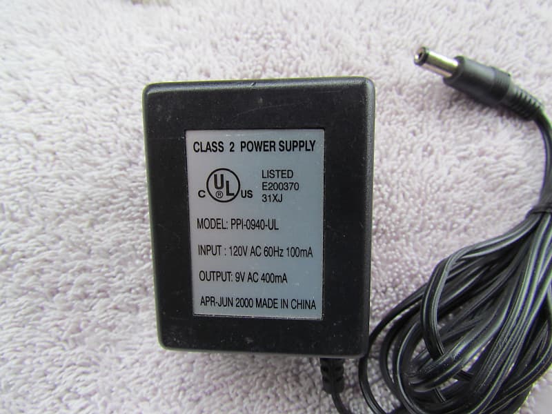 Unlabeled Model PPI-0940-UL Class 2 Power Supply 9Volt 400mA | Reverb