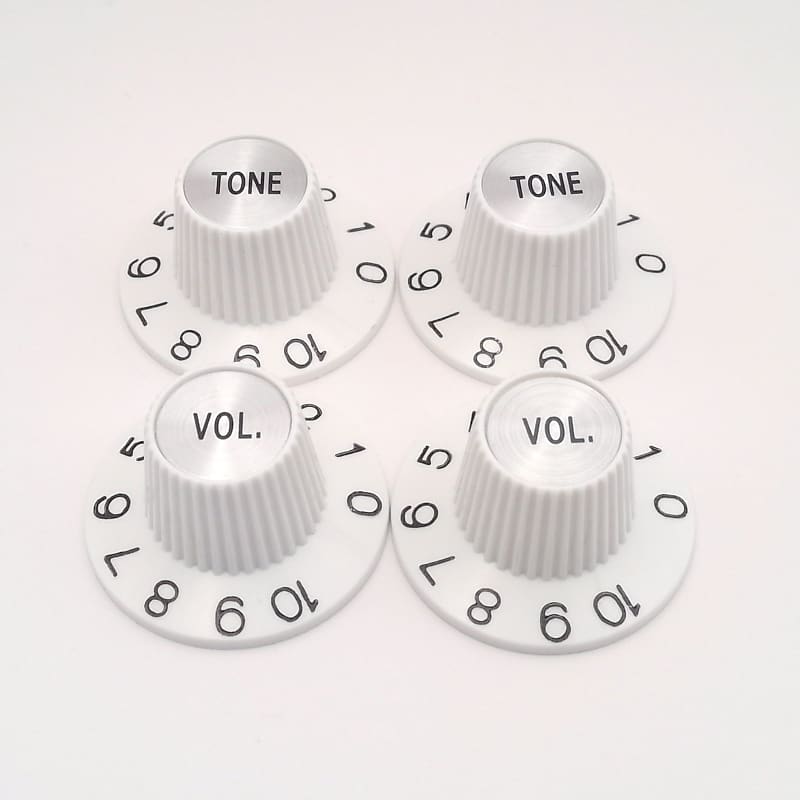 True Custom Shop® White Witch Hat Control Knobs with Silver | Reverb