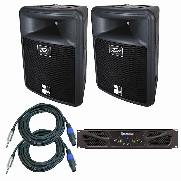 Peavey PR 12 Passive PA Speaker Pair with Crown XLI1500 & | Reverb