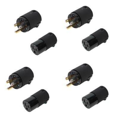 4 Set Hubbell AC 4 Female 4 Male Edison Plugs 15 Amp Black | Reverb