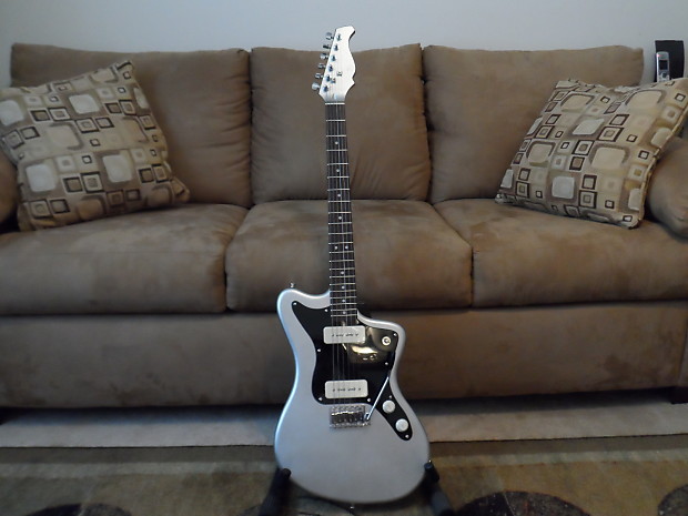 AXL Marquee Silver Silver Sparkle P 90 Pickups | Reverb