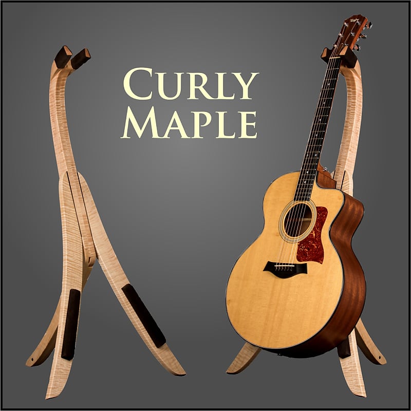 Wood Guitar Stand, Curly Maple, by Solid Ground Stands | Reverb