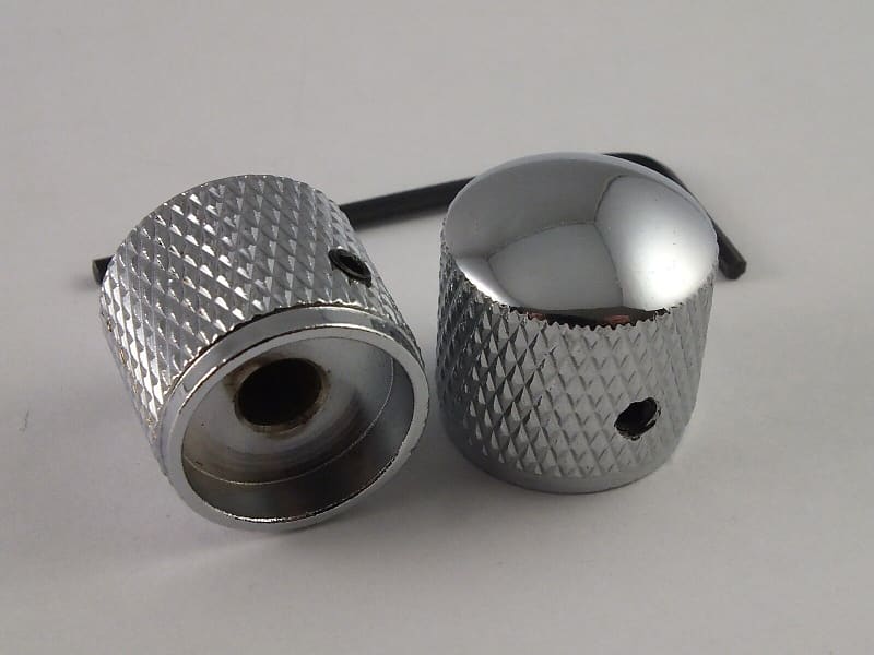 2 Large Chrome Telecaster Guitar Knobs Vintage Style Screw | Reverb