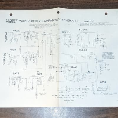 Fender 70 watt Vibrolux amp w/Reverb Schematic | Reverb