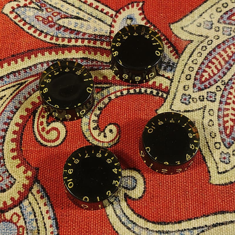 VINTAGE 1974 GIBSON BLACK SPEED KNOBS - COMPLETE SET OF 4 | Reverb