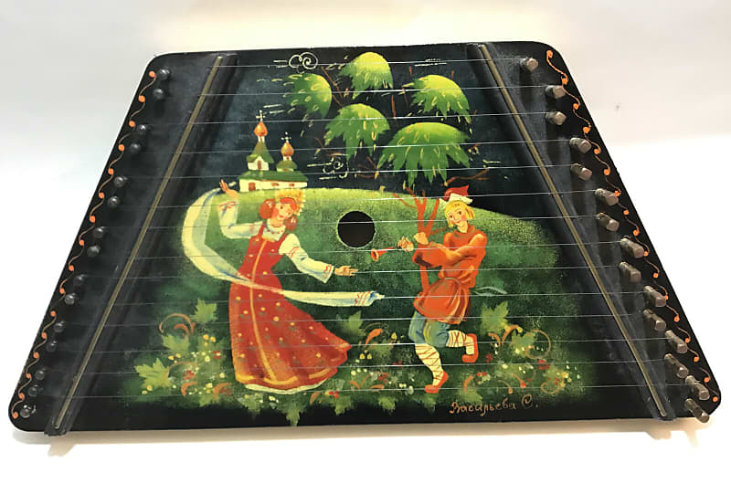Russian Wooden Lap Harp Zither Gusli Hand Painted By | Reverb