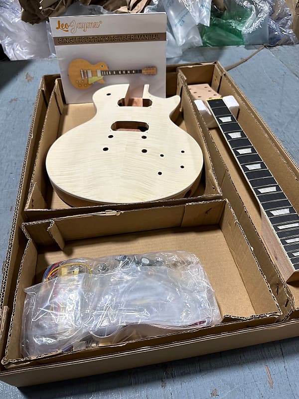 LP COMPLETE DIY Guitar Kit set neck with carved maple top | Reverb