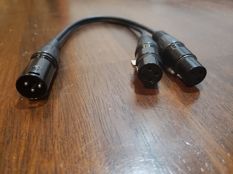 3-Pin XLR Male Plug to Dual 2 Female Jack Y Splitter Mic DJ | Reverb