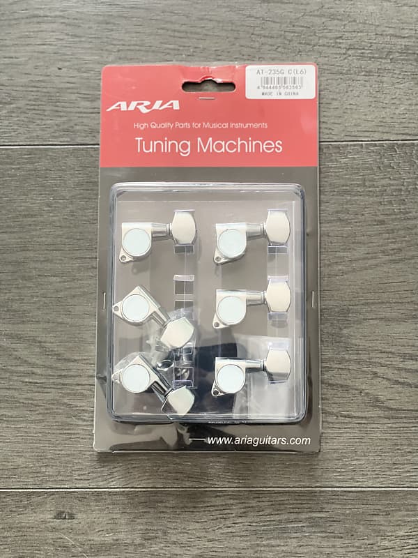 Aria AT-235G Guitar tuning pegs/ Machine heads - Chrome | Reverb UK