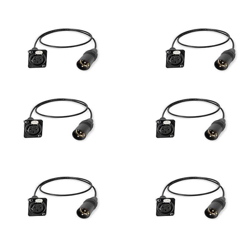 6 Elite Core XLR 3pin 2 ft Pigtails Female Panel-Male Cable | Reverb