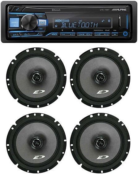 Alpine UTE-73BT Digital Media Receiver Bluetooth & 2 Pair | Reverb