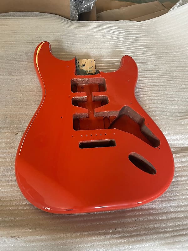 Glossy Red Strat Style Guitar Poplar Wood Body | Reverb