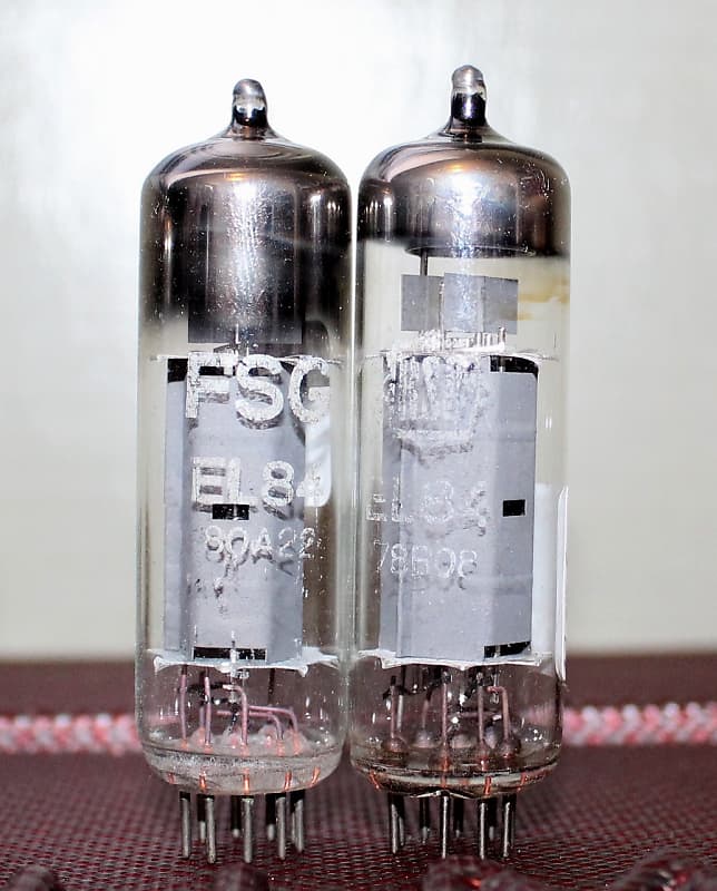 RFT 6BQ5 GERMANY EL84 TIGHT MATCH PAIR GRAY PLATE HALO GETTER | Reverb