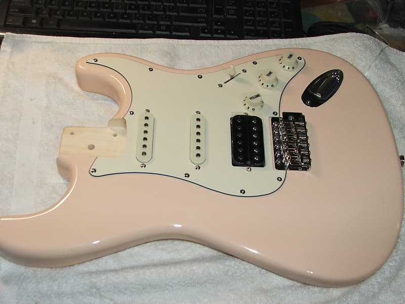Shell Pink Loaded Strat Style Body....bent steel | Reverb