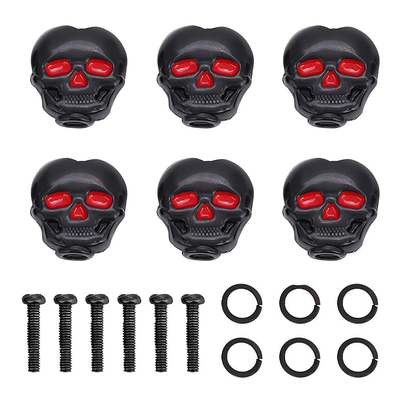 6Pcs Tuning Peg Buttons Guitar Tuners Machine Head Skull | Reverb