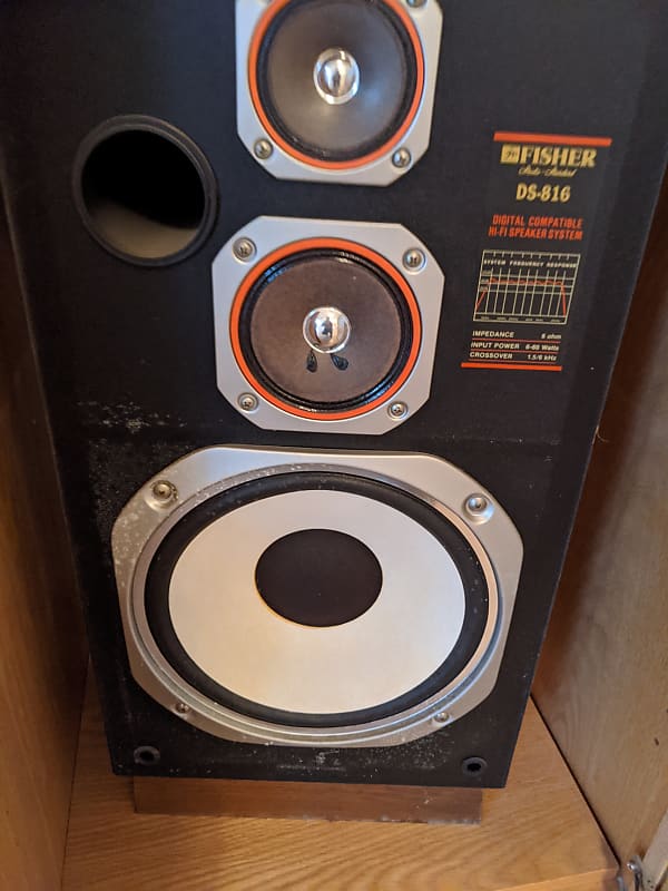 Vintage speakers FISHER DS-816 1980? dark wood | Reverb