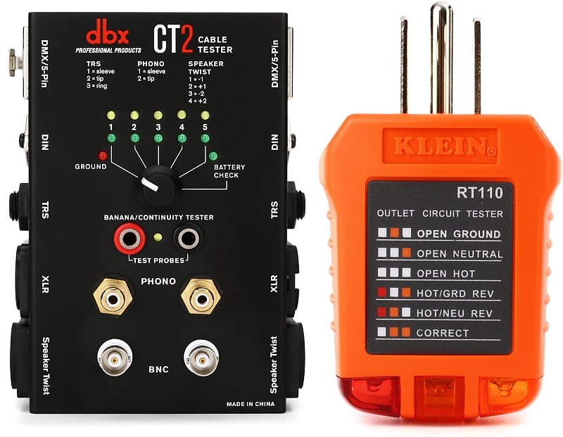dbx CT2 Audio and DMX Cable Tester Bundle with Klein Tools | Reverb
