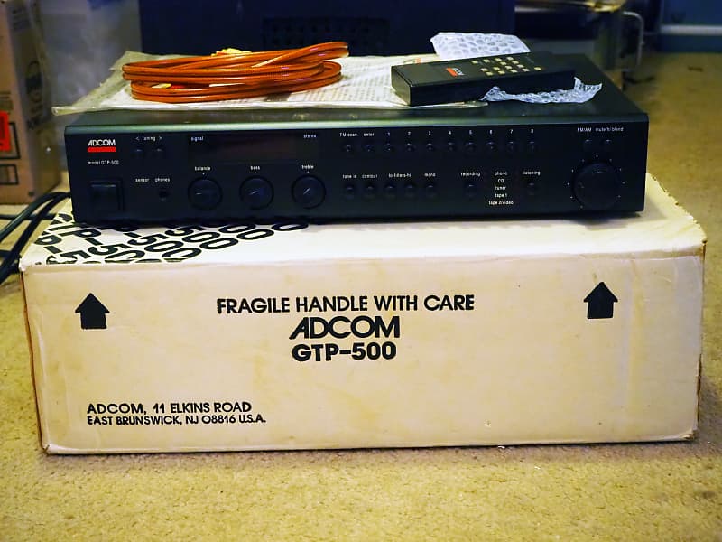 Adcom GTP-500 Preamp with Original Box, Remote and Adcom RCA | Reverb