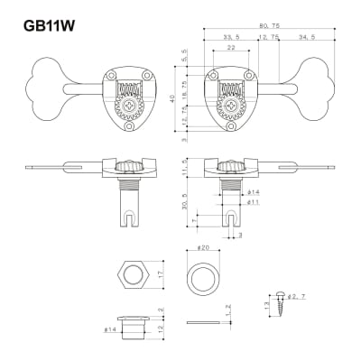 NEW Gotoh GB11W 4 In-Line Bass Tuners Tuning Keys Right | Reverb