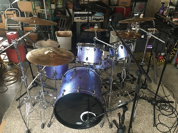 OCDP 5PC Avalon Drum Kit- Moody Blue Sparkle w/Black Nickel | Reverb