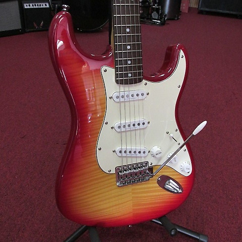 Squier Deluxe Stratocaster Electric Guitar Flame Maple top | Reverb