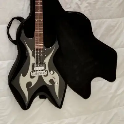 B.C.RICH WARLOCK BLACK/FLAME + PADDED GUITAR CASE | Reverb