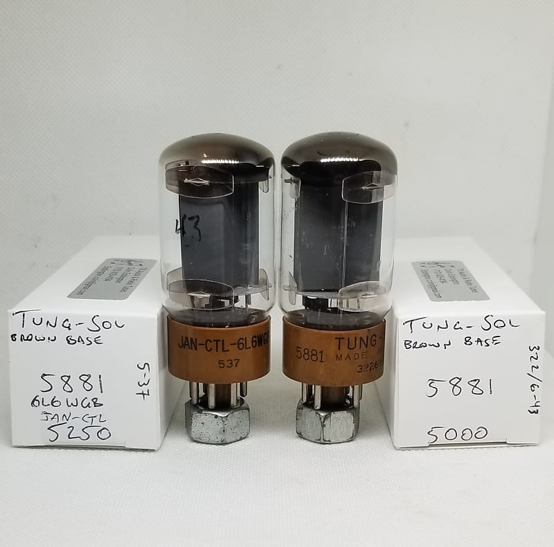 Tung-Sol JAN 5881 Brown Base Well Matched Pair (4.7%) NOS 6L6 | Reverb