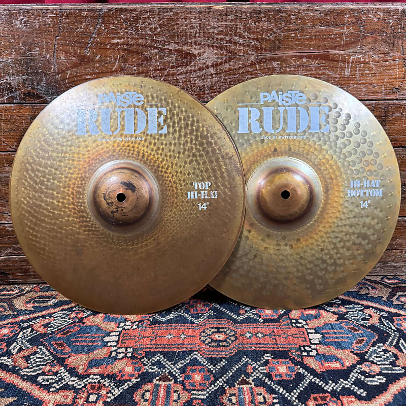 14" Paiste Rude 1980s Hi-Hat Cymbal Pair 892g/1166g *Video | Reverb