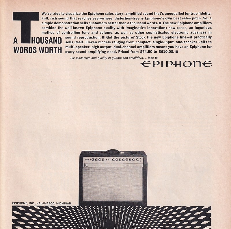 EPIPHONE GUITAR AMP 1967 VINTAGE FULL PAGE AD | Reverb