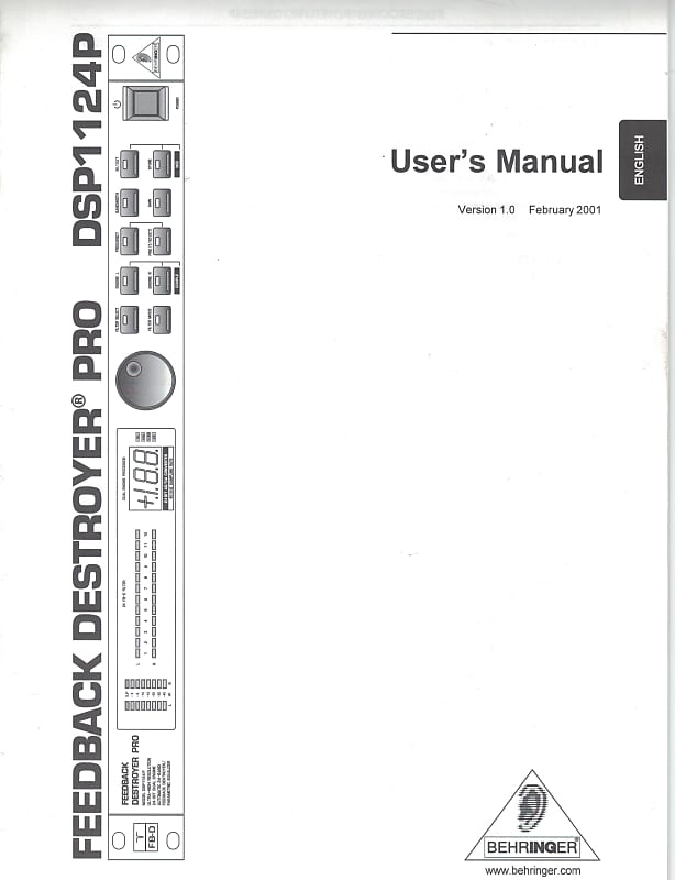 Behringer feedback destroyer pro dsp1123p manual package | Reverb