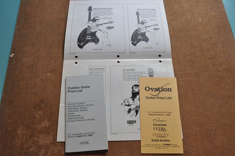 Ovation Ad Mat Program and price lists. Vintage catalog | Reverb
