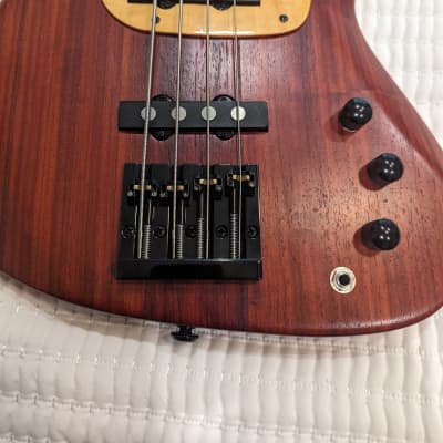 Roumo Bass Guitars JB1 2024 - Bloodwood top, Curly Maple back | Reverb