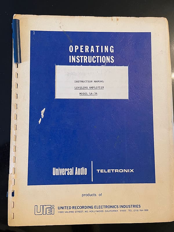 Urei LA-3A Owners Original Manual | Reverb Canada