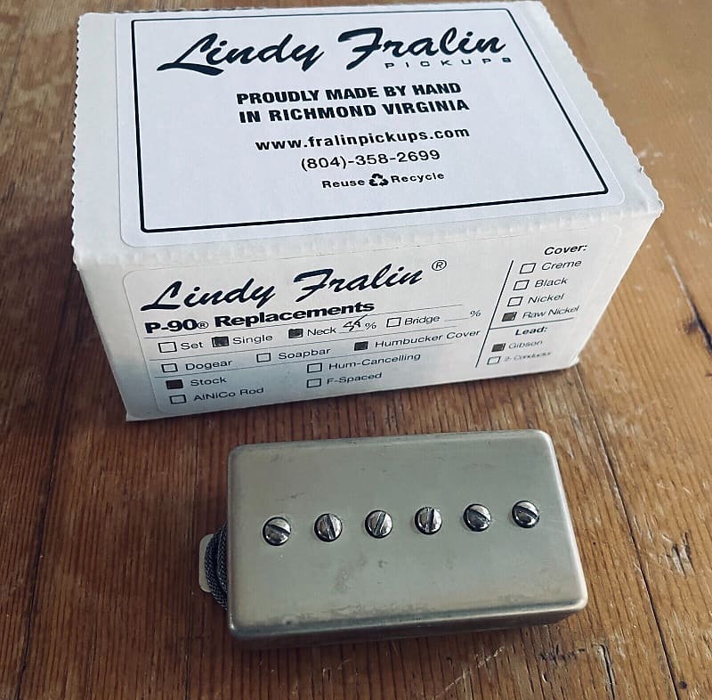 Lindy Fralin P90 In Humbucker Cover Neck Pickup Raw Nickel | Reverb